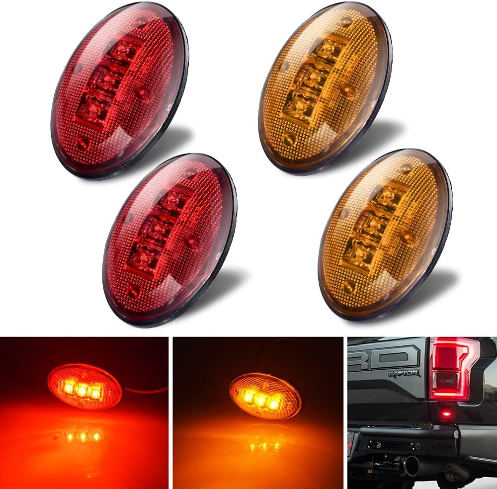 Amazon.com: Bestview LED Side Marker Lights Assembly Amber ＆ Red for ...