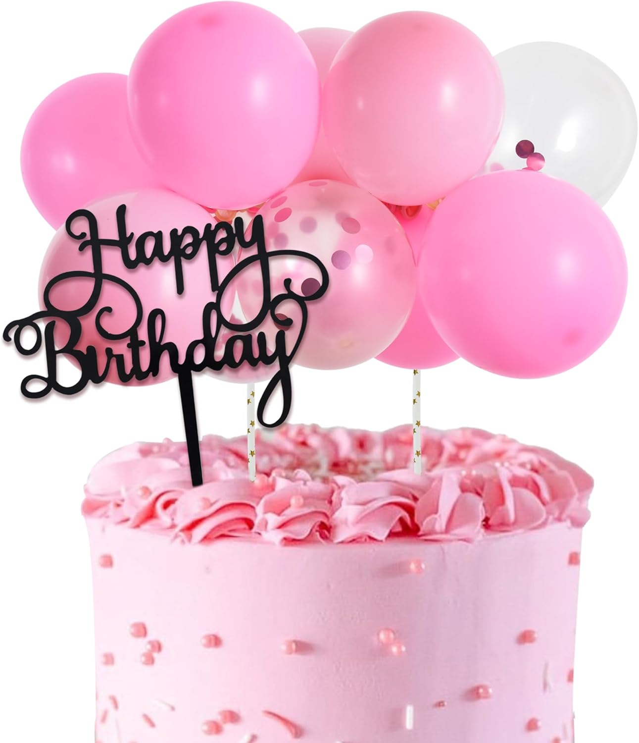 Amazon.com: BEISHIDA 5 Inch 10pcs Balloon Cloud Cake Topper Pink Happy ...