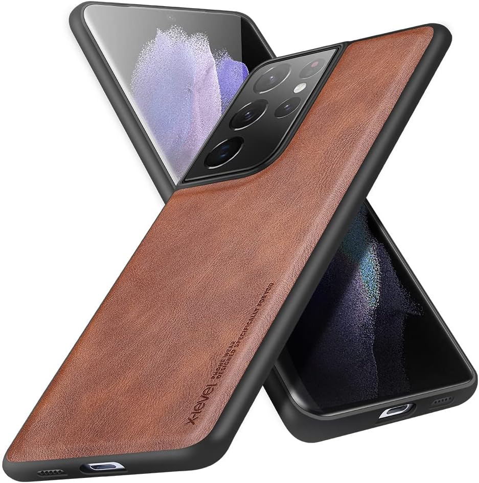 Amazon.com: Samsung Galaxy S21 Case, Leather Back Cover - Brown (US ...