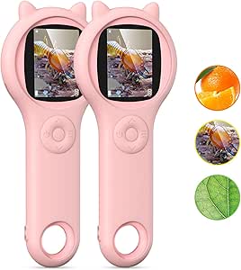 2Pcs Pink Microscope for Kids-200X Portable Digital Mini Microscope ...