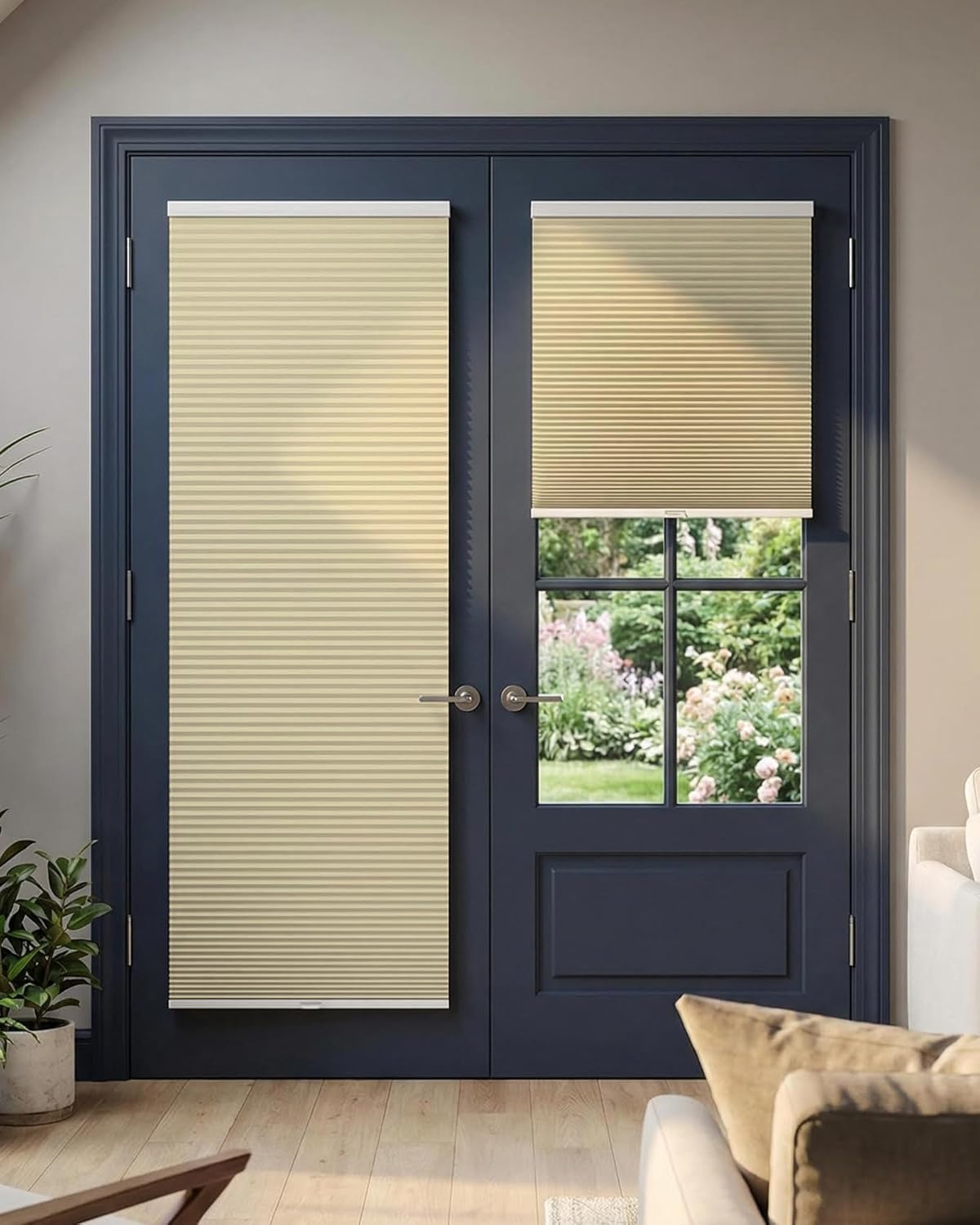 Amazon.com: No Drill Cellular Shades for French Doors, Cordless ...