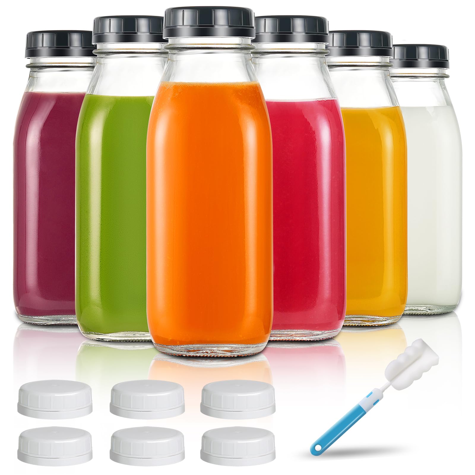 Amazon.com: YEBODA 16oz Glass Milk Bottle with Plastic Tamper-proof ...