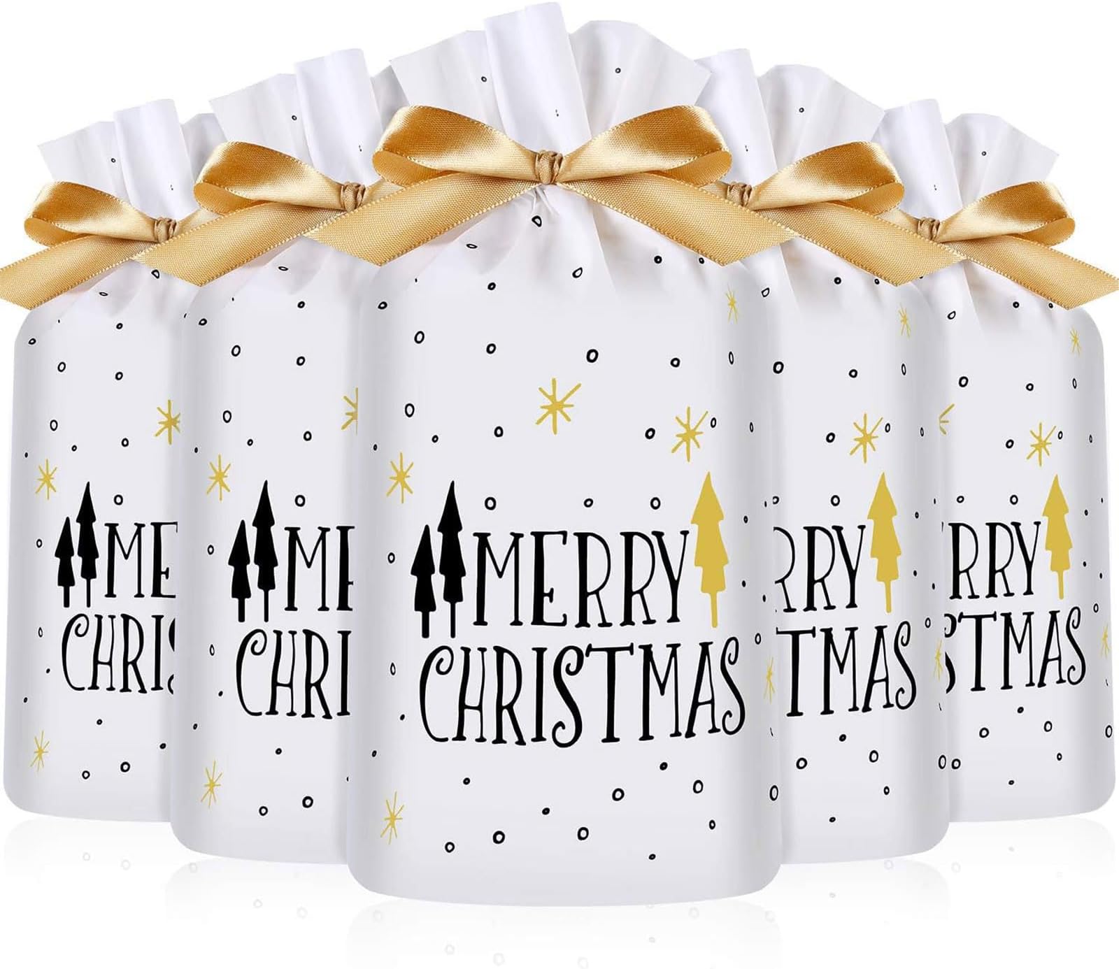 Amazon.com: 24 Pcs Christmas Clear Gift Bags with Bow Ribbon PVC Party ...