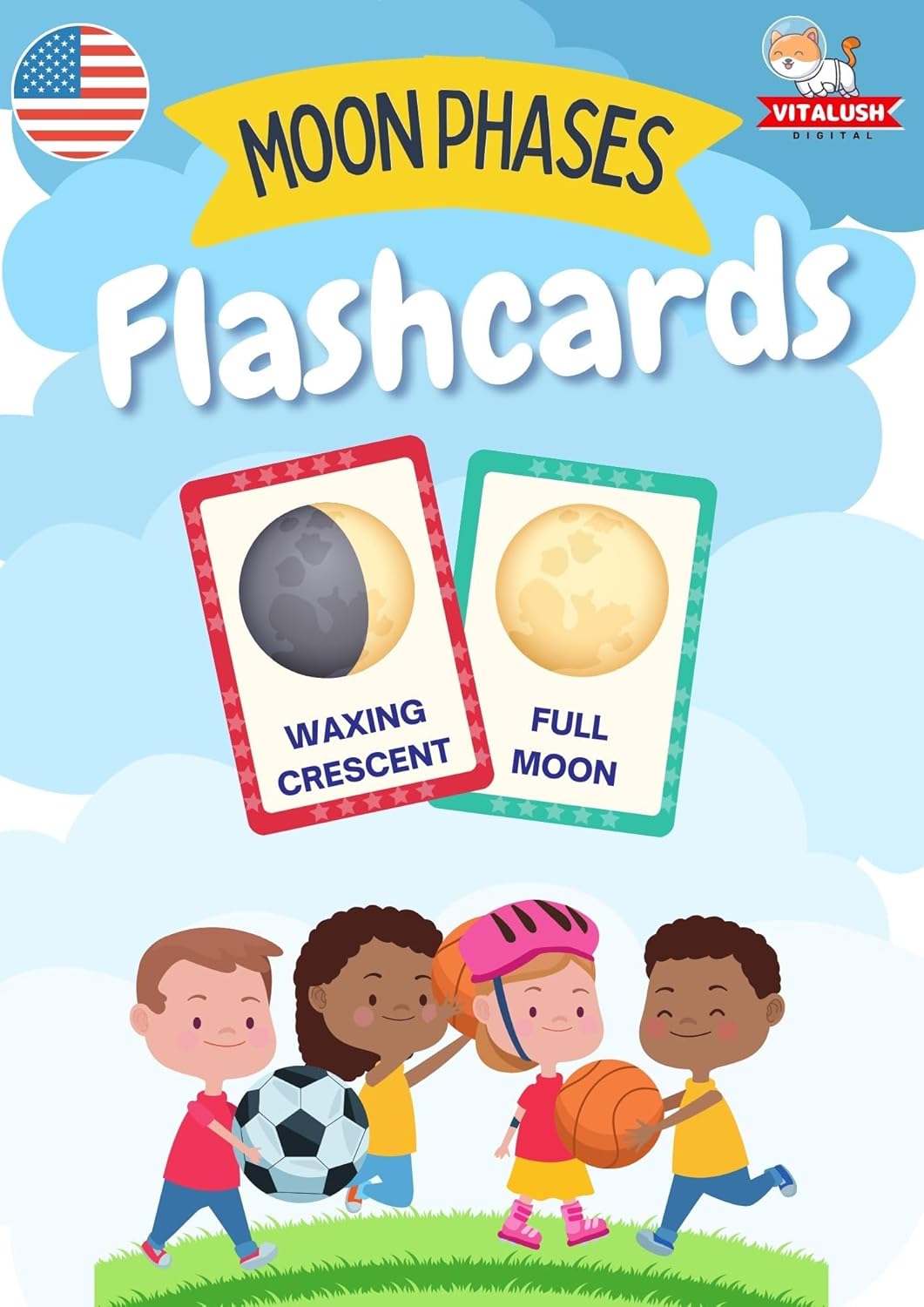 Descobrindo as Fases da Lua: Flashcards para Aprender e Praticar Inglês ...