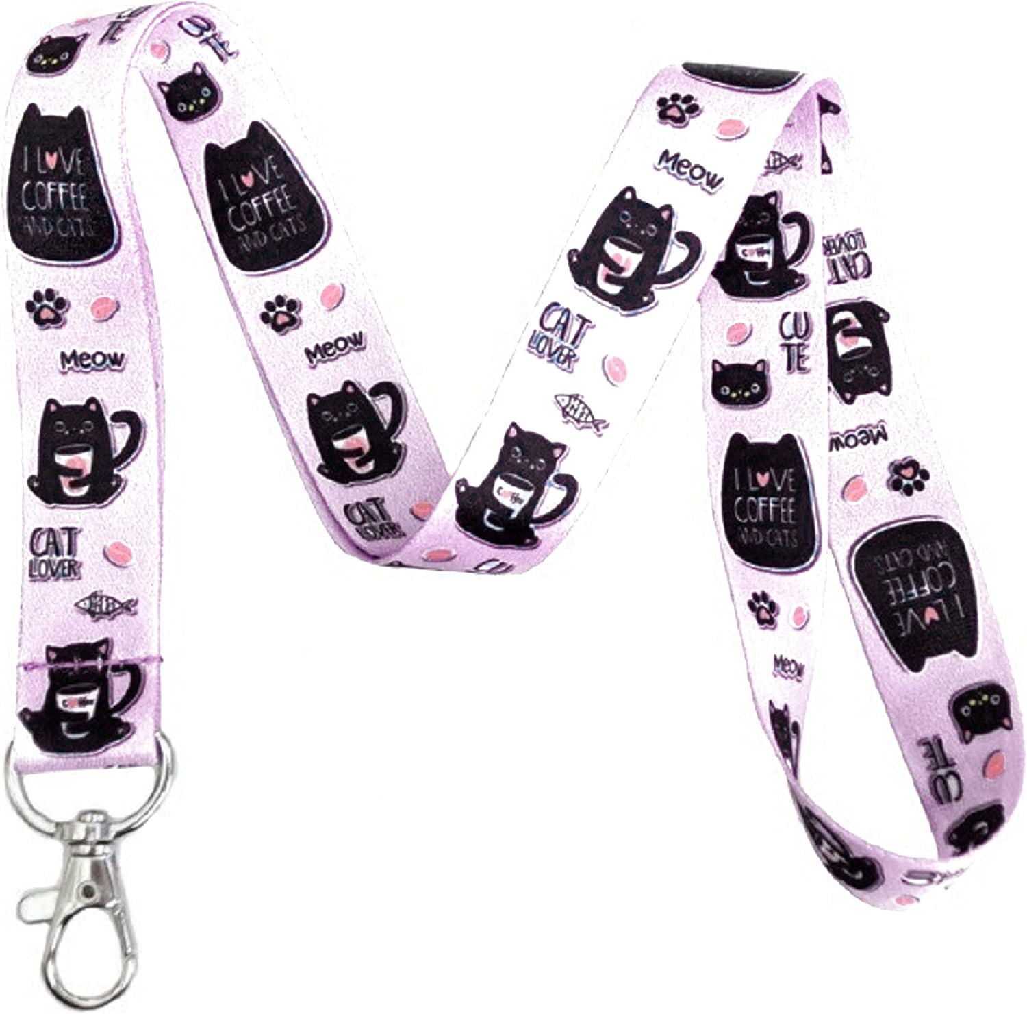 Amazon.com: Valloowink Coffee Cats Lanyard Keychain Id Holder : Office ...