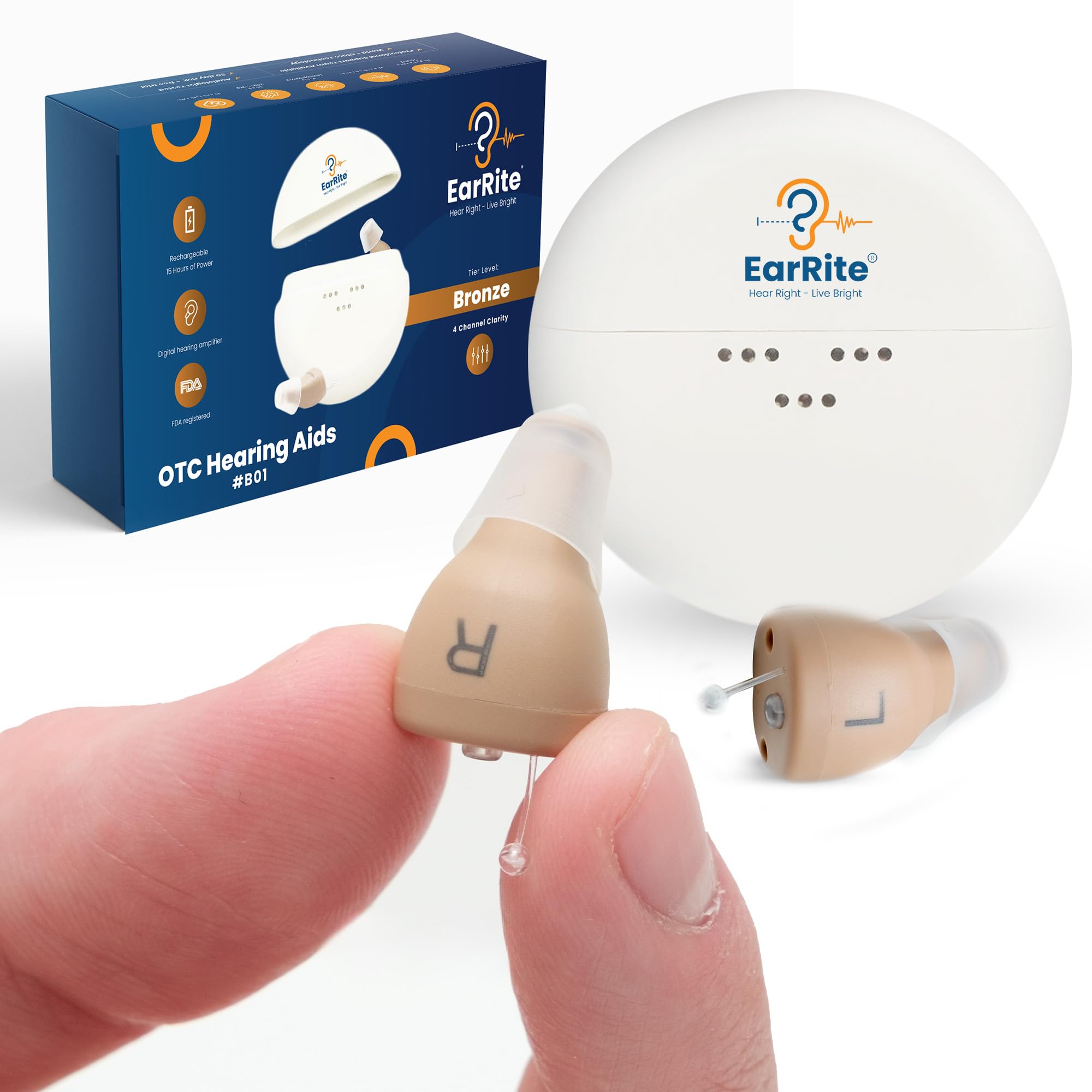 Amazon.com: EarRite Rechargeable OTC Hearing Aids for Seniors - Nearly ...