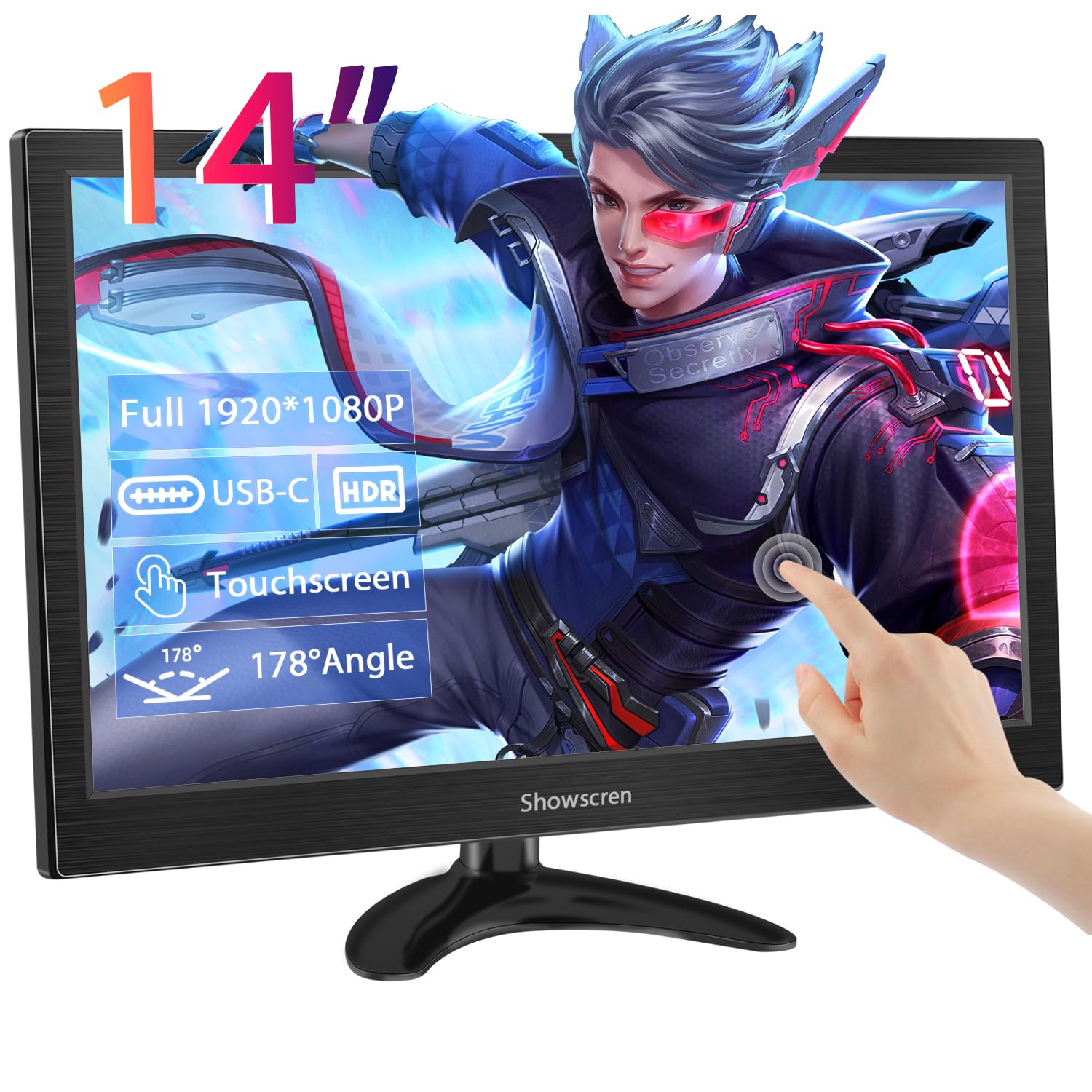 Amazon.com: Showscren Computer Monitor 14 Inch Touchscreen Portable ...