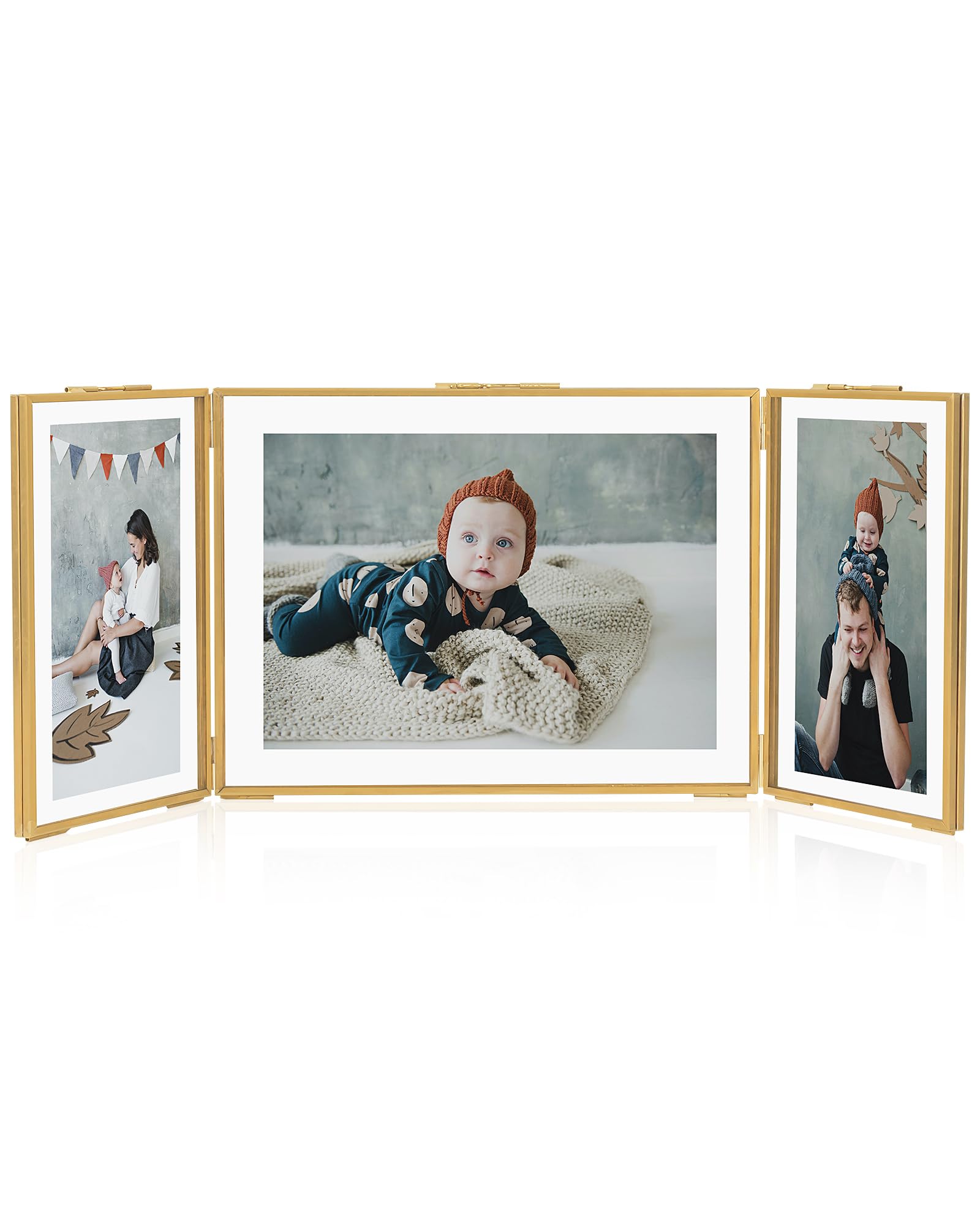 Amazon.com - Jajamy Gold Folding Picture Frame, Triple Hinged 3 Picture ...