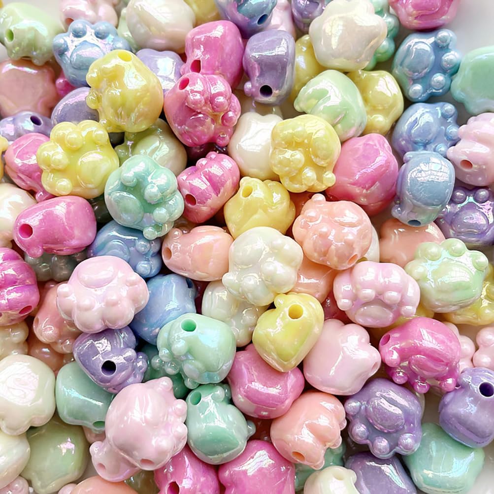 Amazon.com: Cute Paw Beads Mixed Colors Cat Claw Beads Dog Paw Beads ...