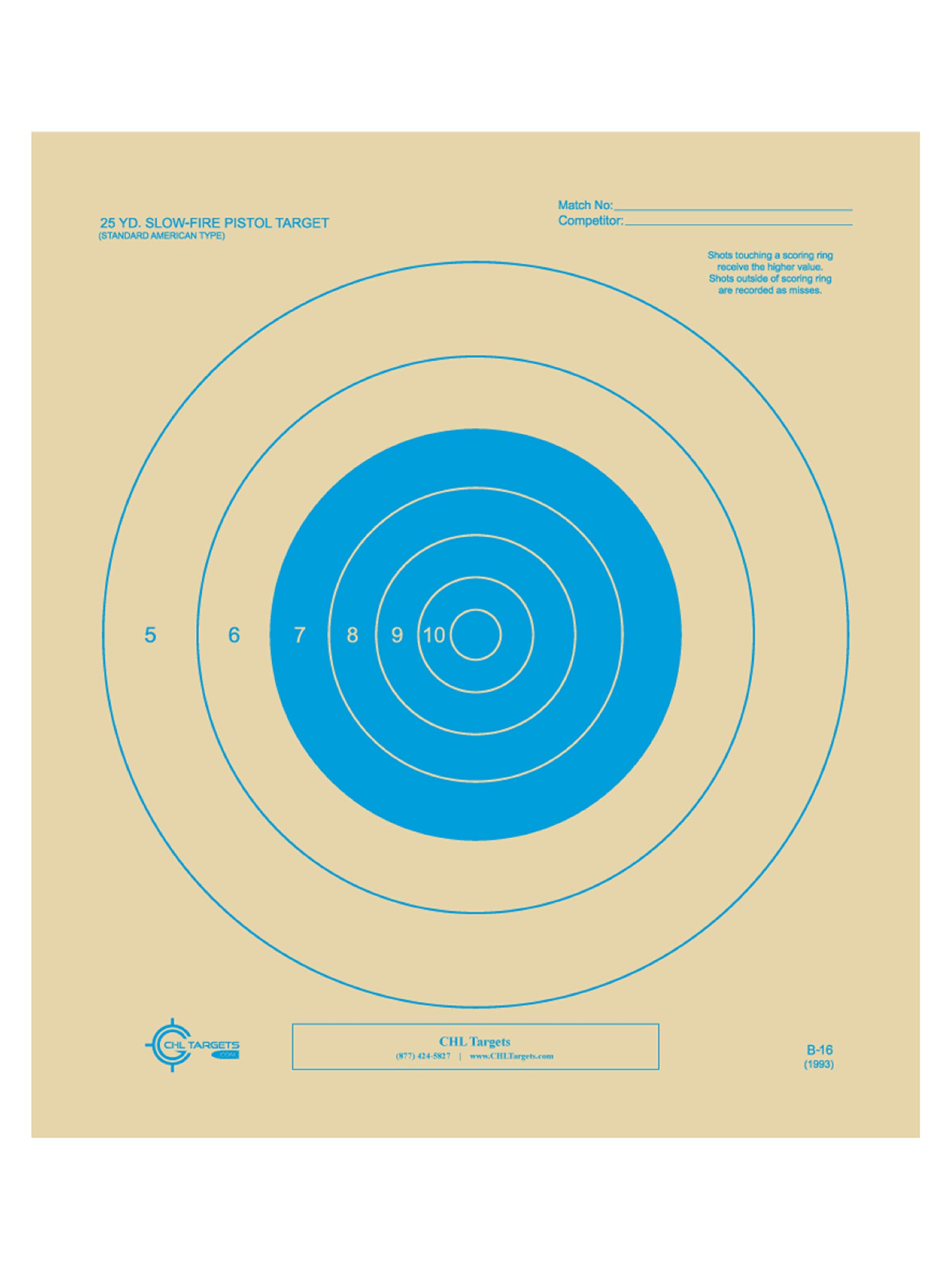 Snapklik.com : 25 Yard Slow Fire Pistol Target, Official NRA Target B ...