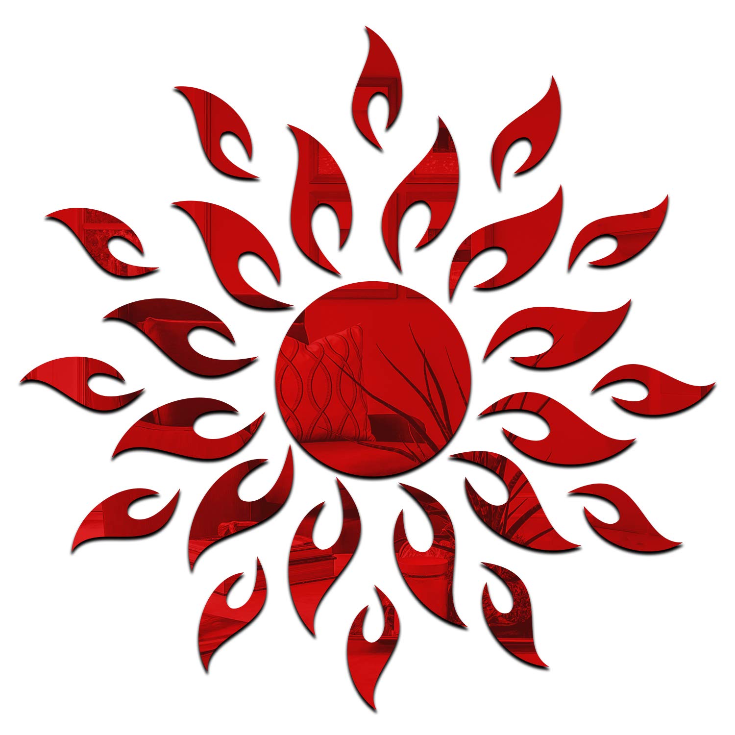 Wall1ders 1.5 Feet Sun Red, Mirror Stickers for Wall, Acrylic Mirror ...