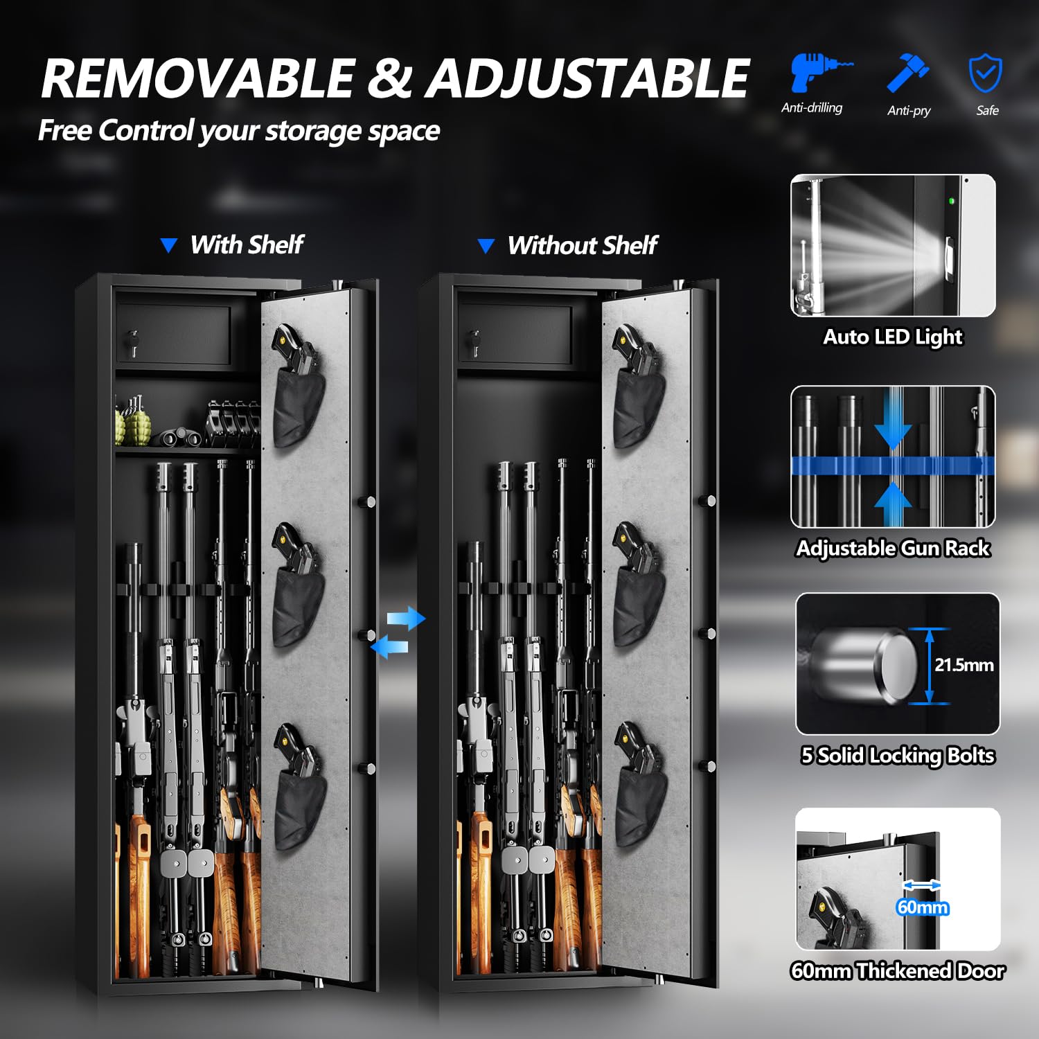 Snapklik.com : KARUIKEV 4-5 Large Gun Safes For Home Rifle And Pistols ...