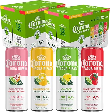 Bebida preparada Corona Agua Rifada Mix de Sabores 24 Latas de 355 ml ...