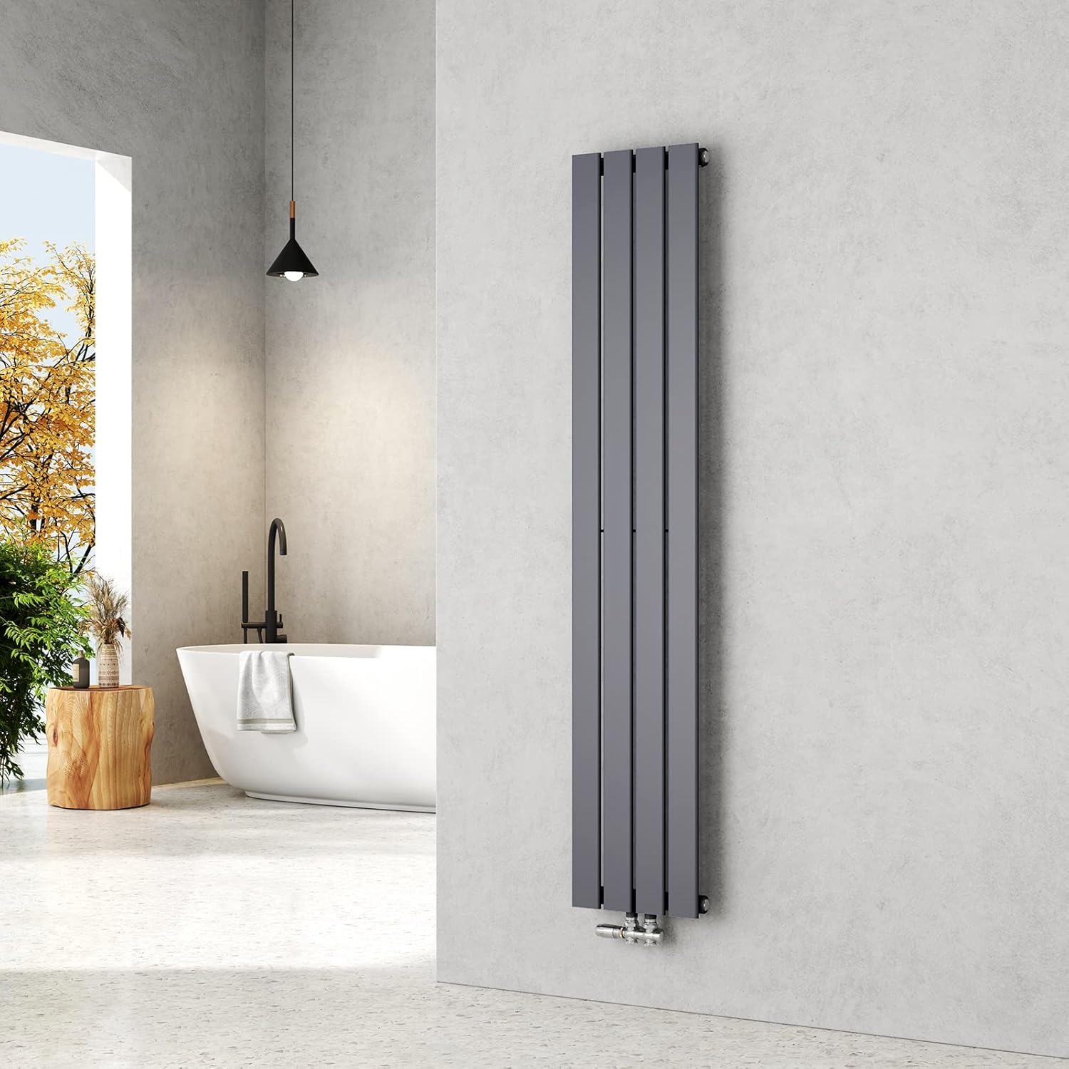 EMKE Heizkörper Schmal Hoch 1600x300mm Anthrazit, Klein Heizkörper ...