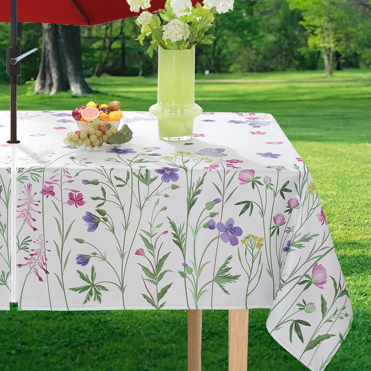 Amazon.com: Spring Summer Outdoor Tablecloth with Umbrella Hole ...