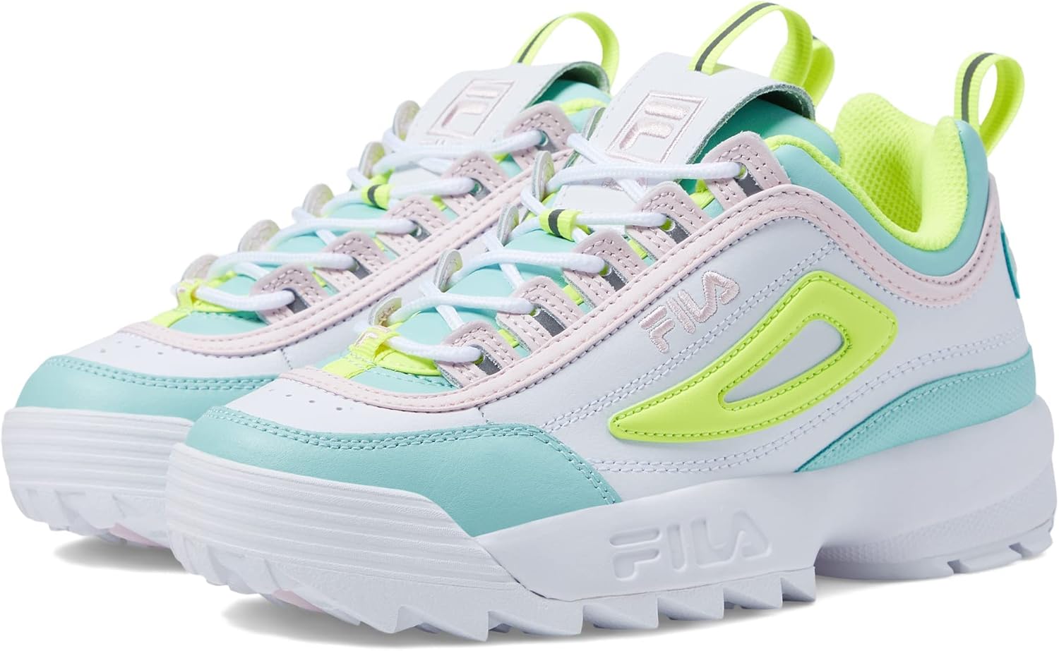 Amazon.com | Fila Disruptor II Premium (Big Kid) White/Safety Yellow ...