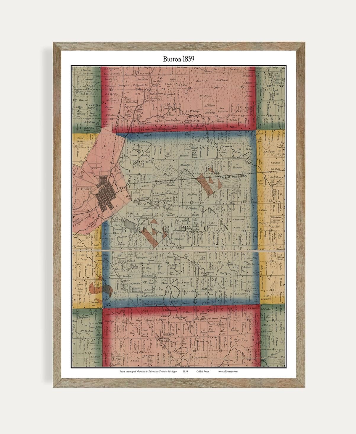 Amazon.com: MG Global Historic Poster of Burton 1859 Flint City ...