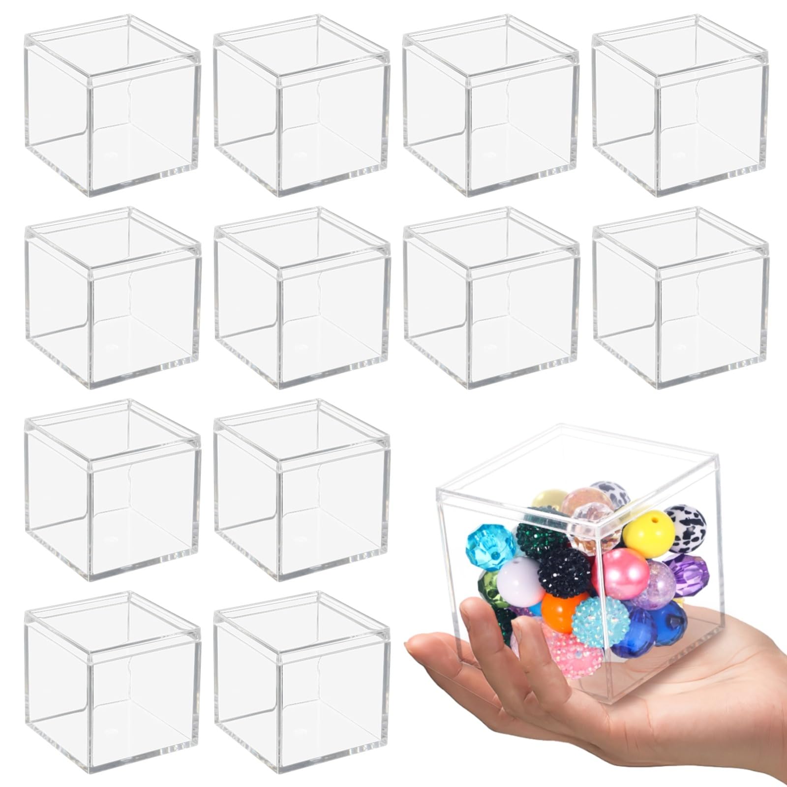 Amazon.com: Homaisson 12 PCS Acrylic Square Cube 3 x 3 x 3 Inches ...