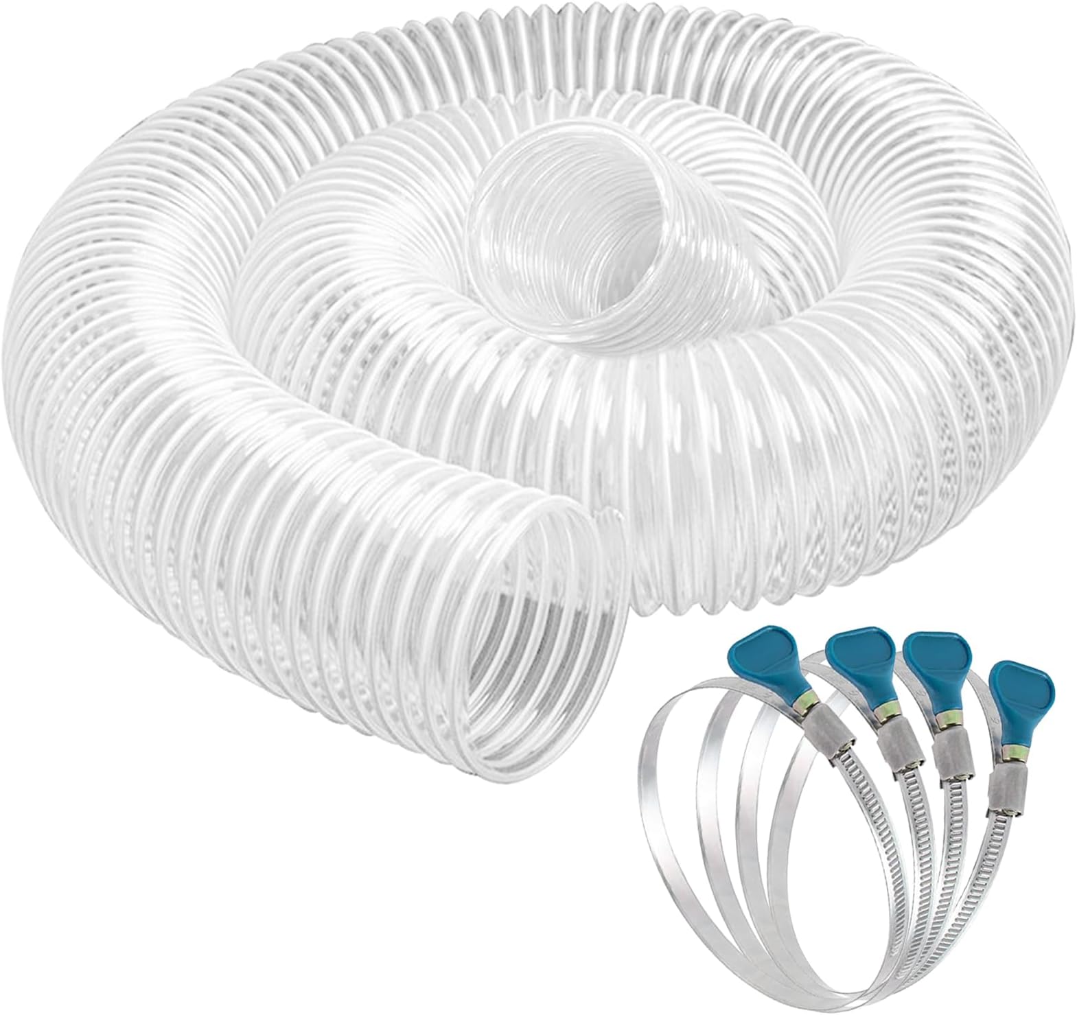 Fulton 2-1/2" x 20' PVC Dust Collection Hose With 4 EZ Release Clamps ...