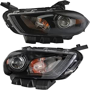 TRQ - Juego de 2 piezas de faros delanteros con bisel negro para ...