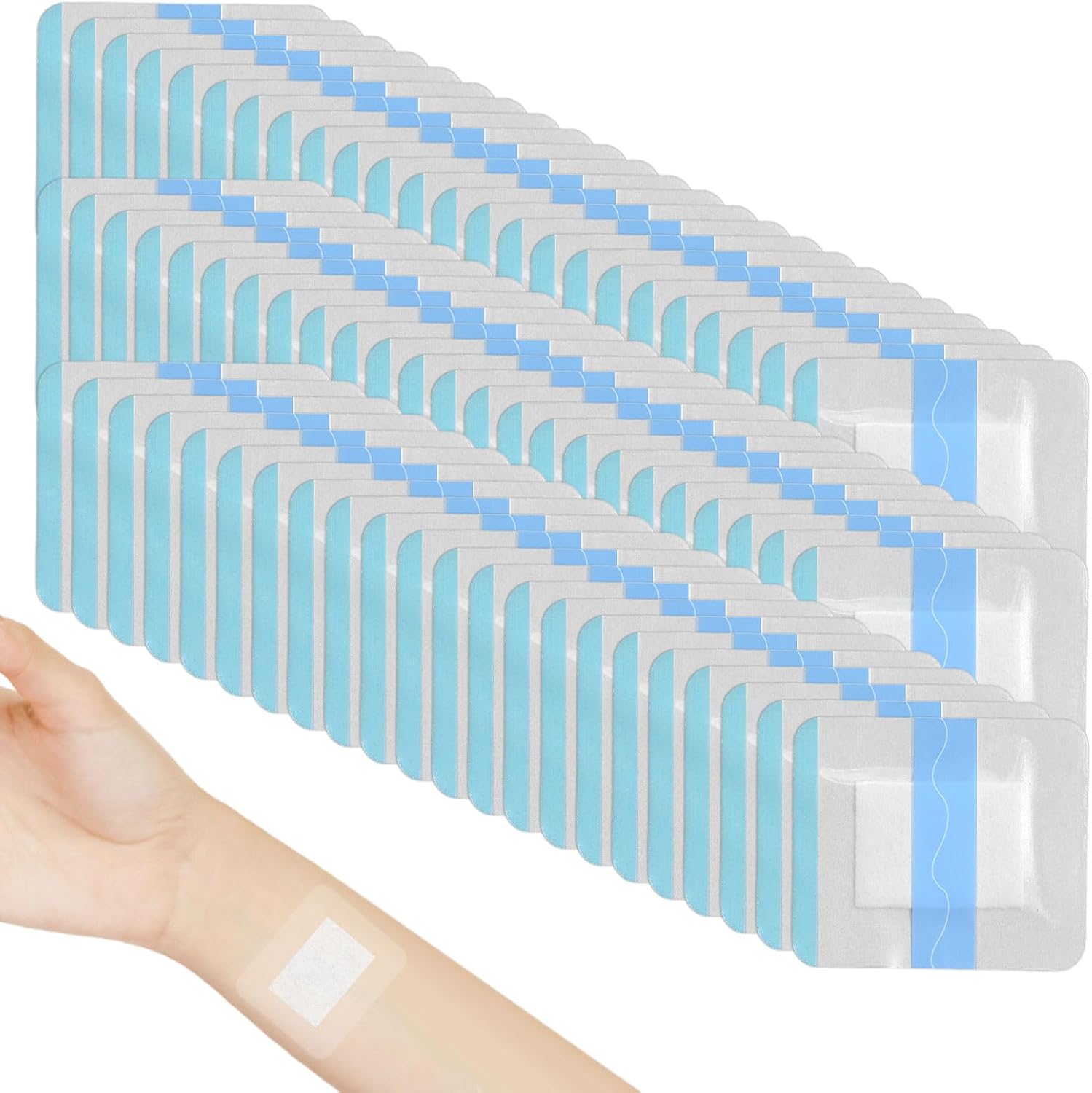 70 Pcs Waterproof Dressings for Wounds, 6x7 cm Adhesive With Cotton ...