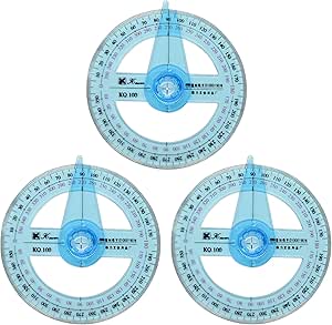 JIEHU 3 Pcs Full Circle Protractor, 360 Degree Protractors Plastic, 360 ...