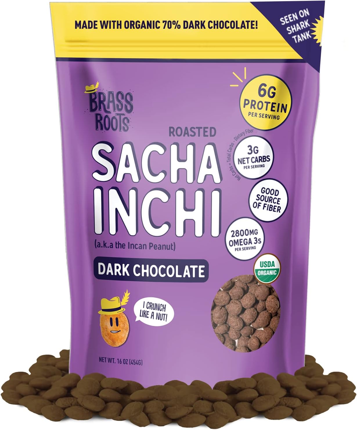 Amazon.com : Brass Roots Organic Roasted Sacha Inchi Seeds, Dark ...