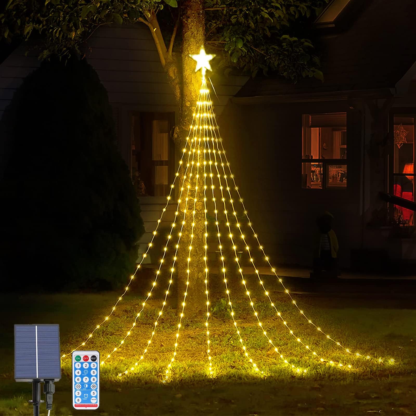 Solar Powered String Lights: Waterproof 2m/6.5ft x 9 Strand 8 Modes ...