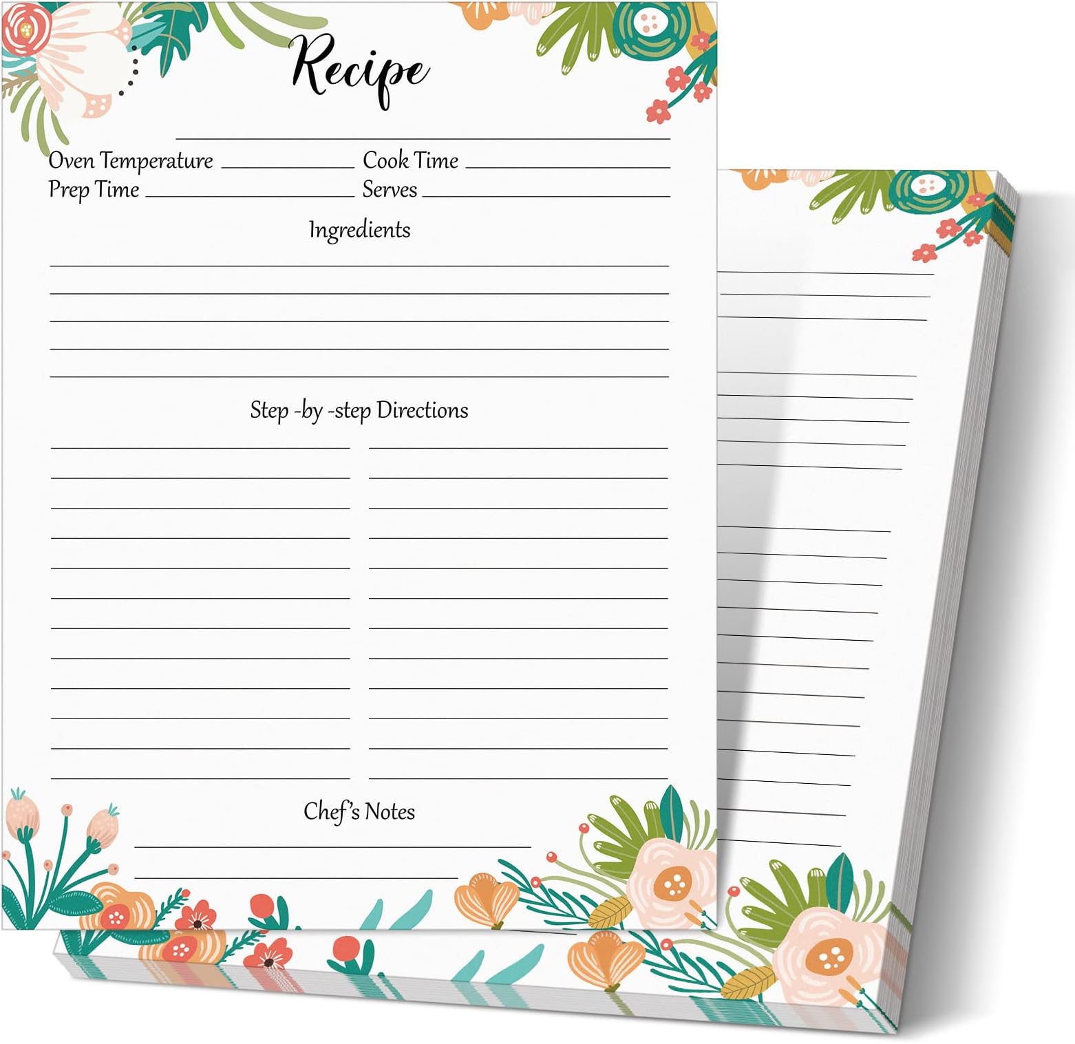 Amazon.com: 50 Sheets Recipe Paper Full Size Recipe Refill Pages 8.5 x ...