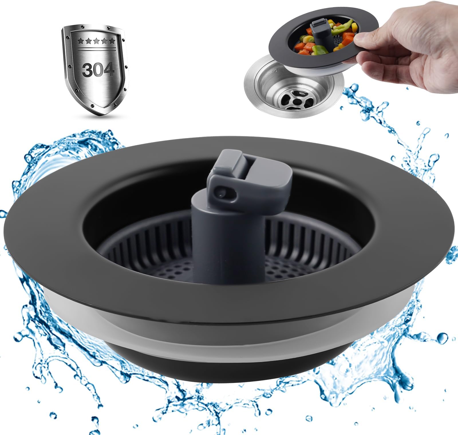 JOYSAND Upgraded 3 in 1 Kitchen Sink Drain Strainer and Stopper Combo ...