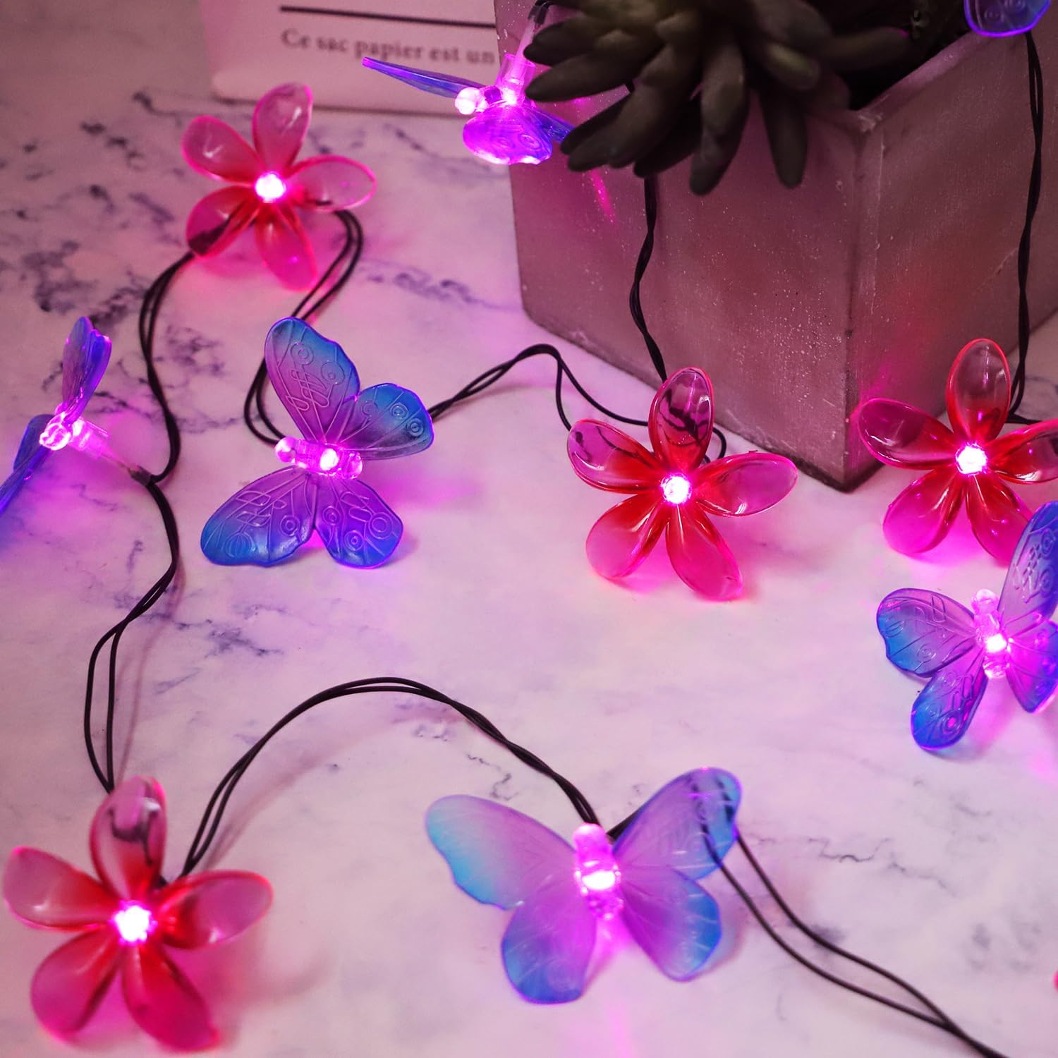 Curyidy Cherry Blossom Flower String Lights Butterfly Fairy Lights for ...