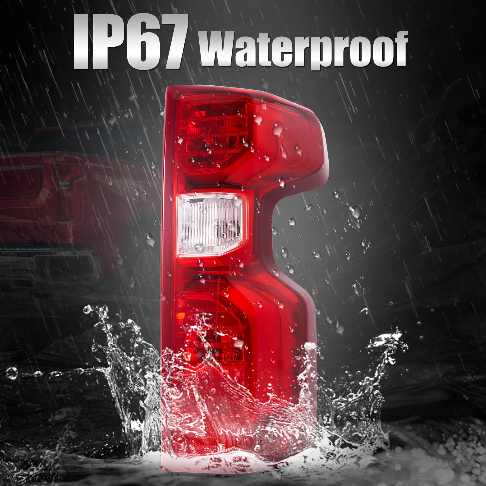 TEMSONE Passenger Side Tail Light Chrome Red Lens with Wiring Harness ...