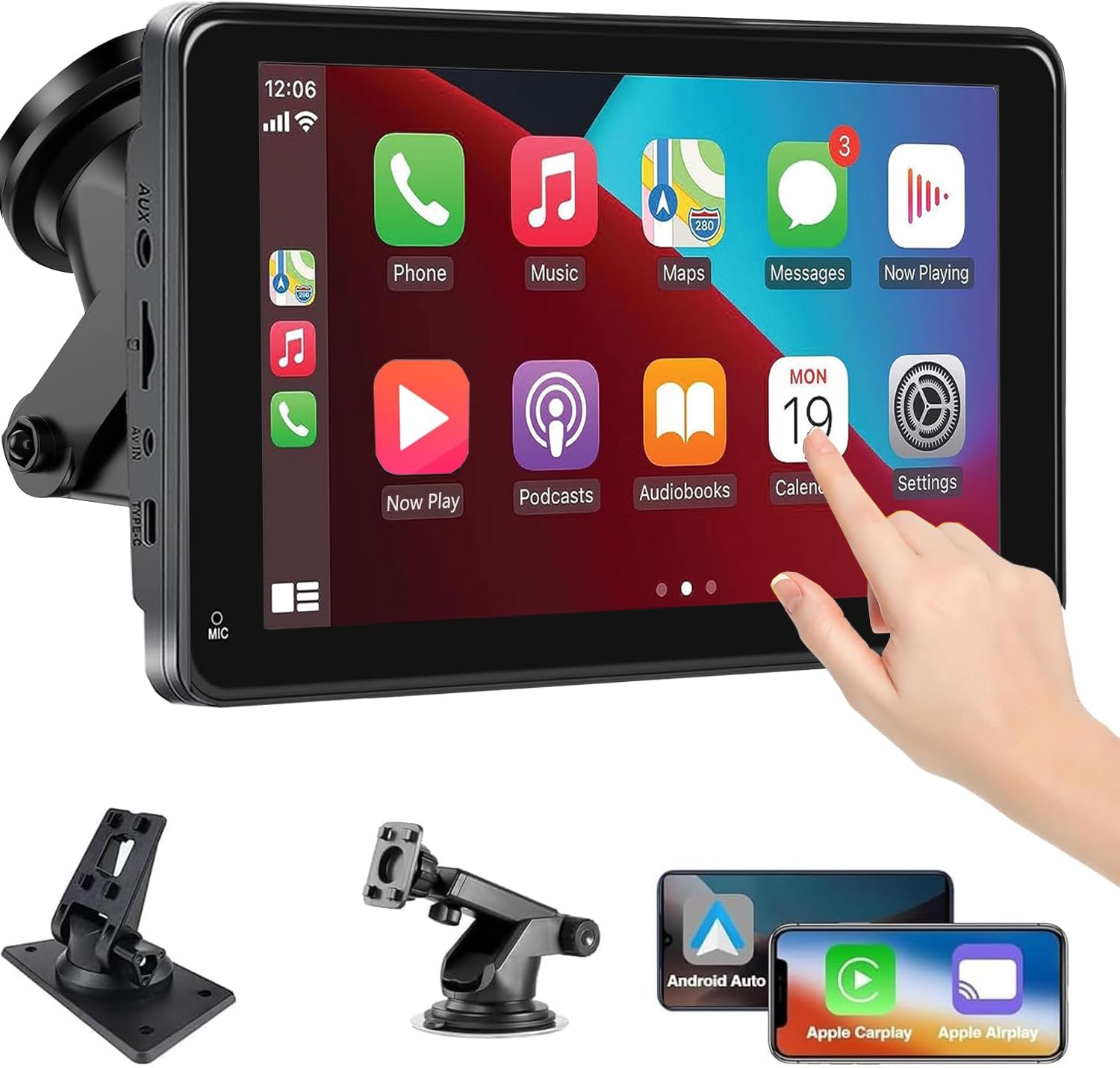 Amazon.com: WECAMTX 2025 Portable Wireless Carplay/Android Auto Screen ...