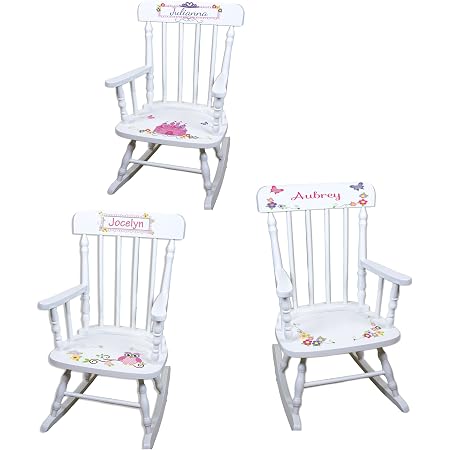 Amazon.com: Children's Personalized White Bright Butterfly Rocking ...