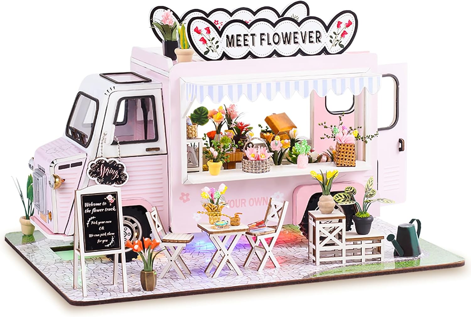 Amazon.com: HappyChoi DIY Miniature House Kit, Mini Flower Shop Making ...