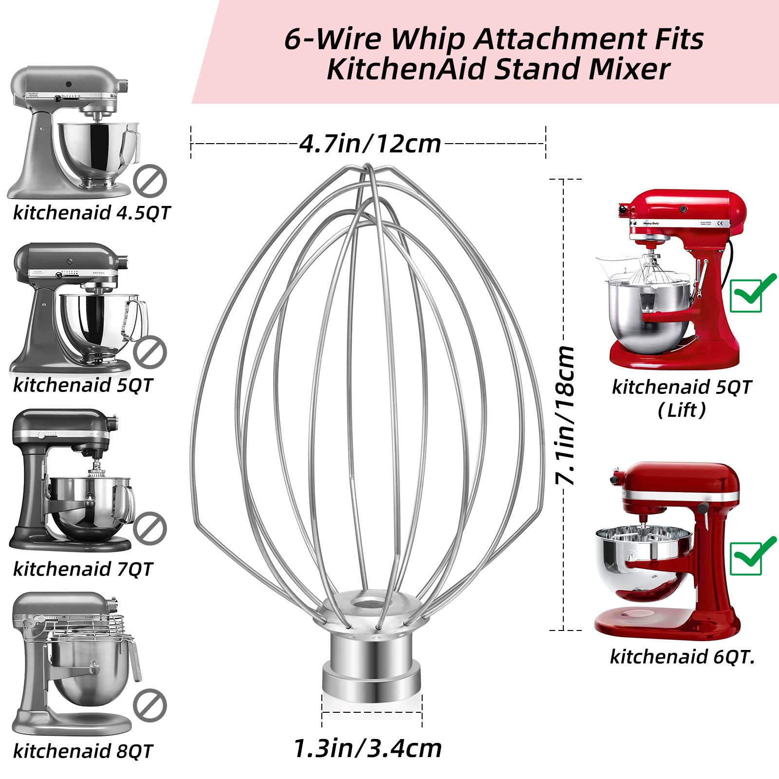 Snapklik.com : Gdrtwwh Stainless Steel Wire Whip Replacement For ...