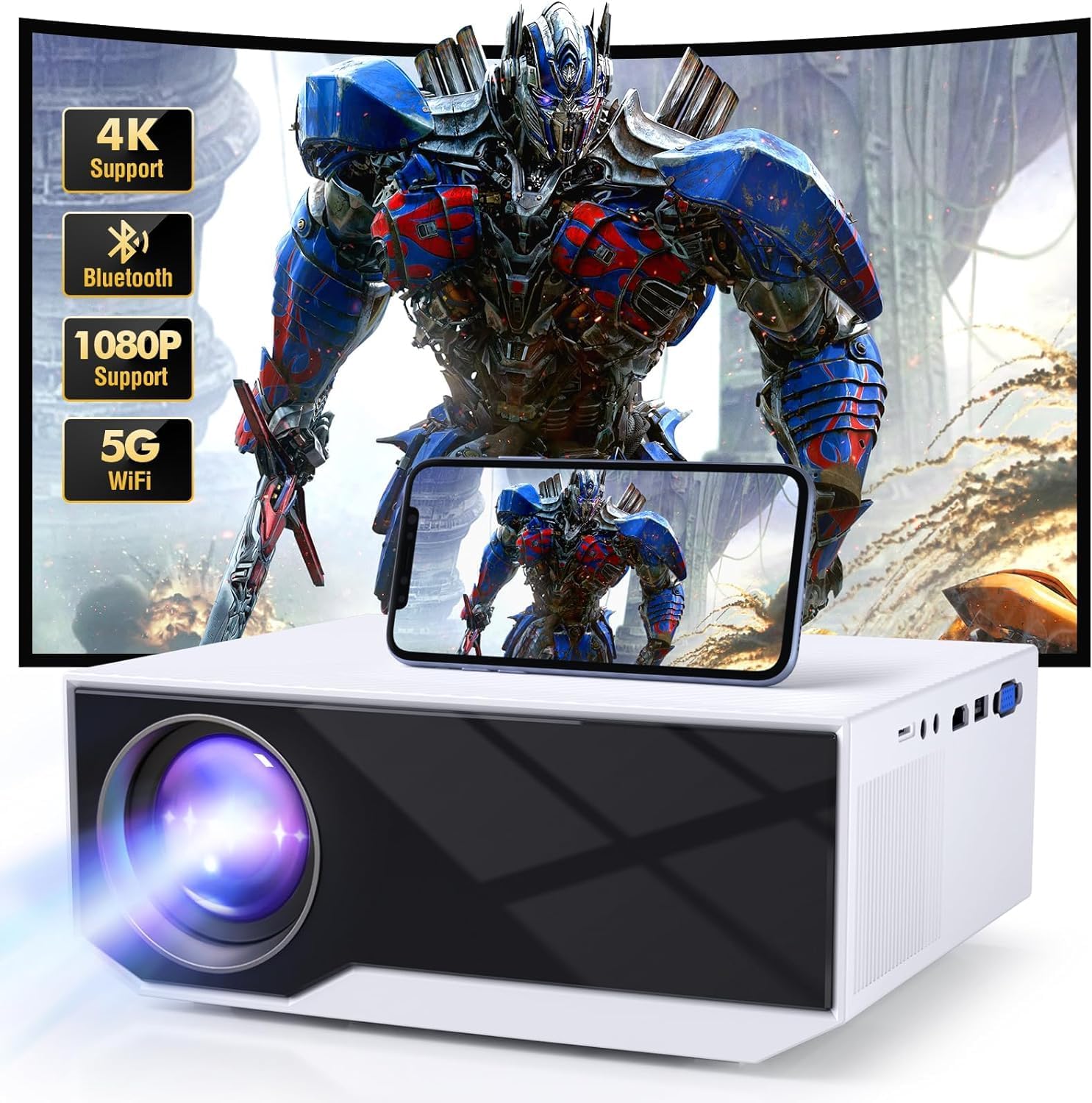 Amazon.com: AYPR 4K Projector with WiFi and Bluetooth, Native 1080P ...