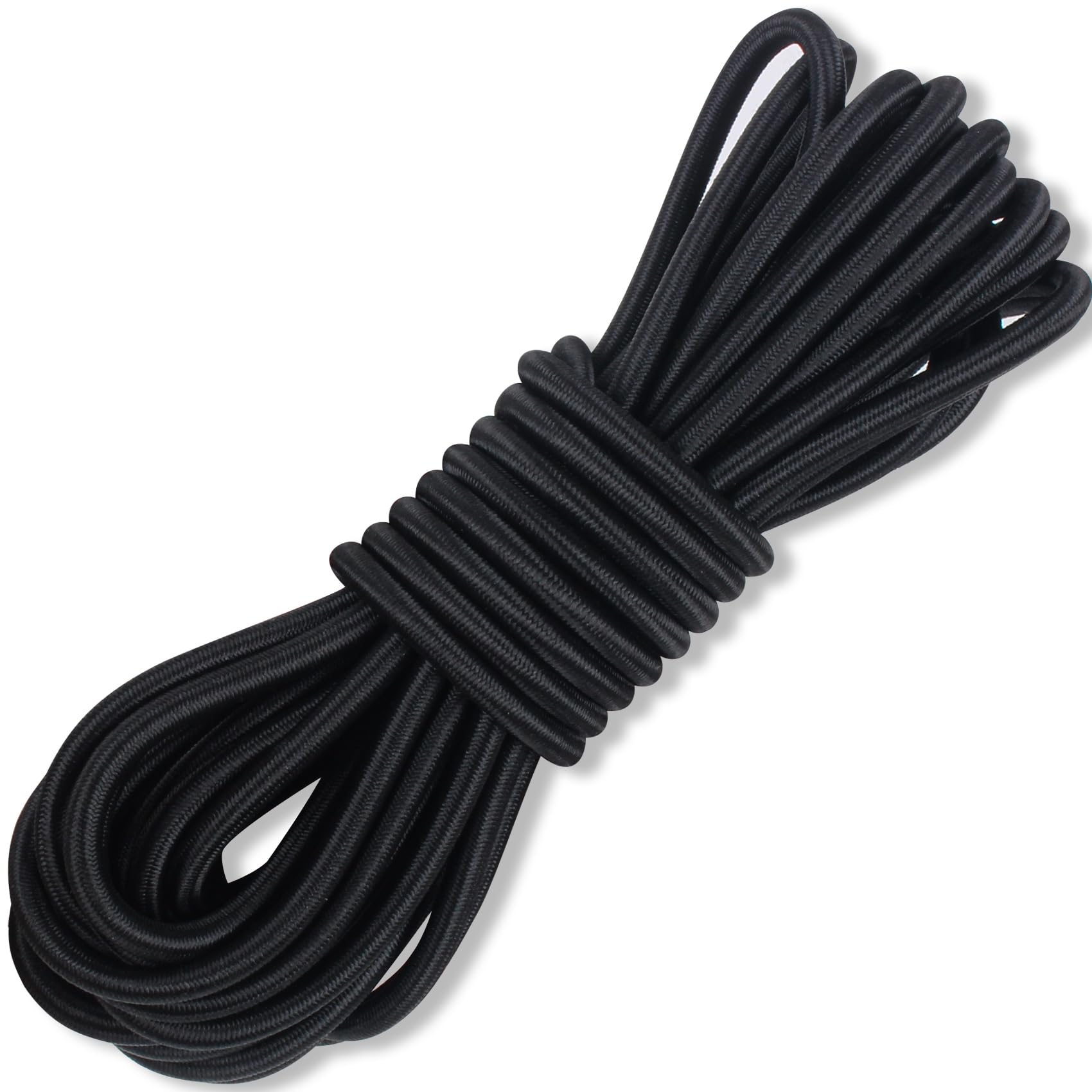 Shock Cord 1/4 inch,Black Nylon Elastic Rope,Bungee Rope,Bungee Cord Roll 25 ft-Bungee Shock ...
