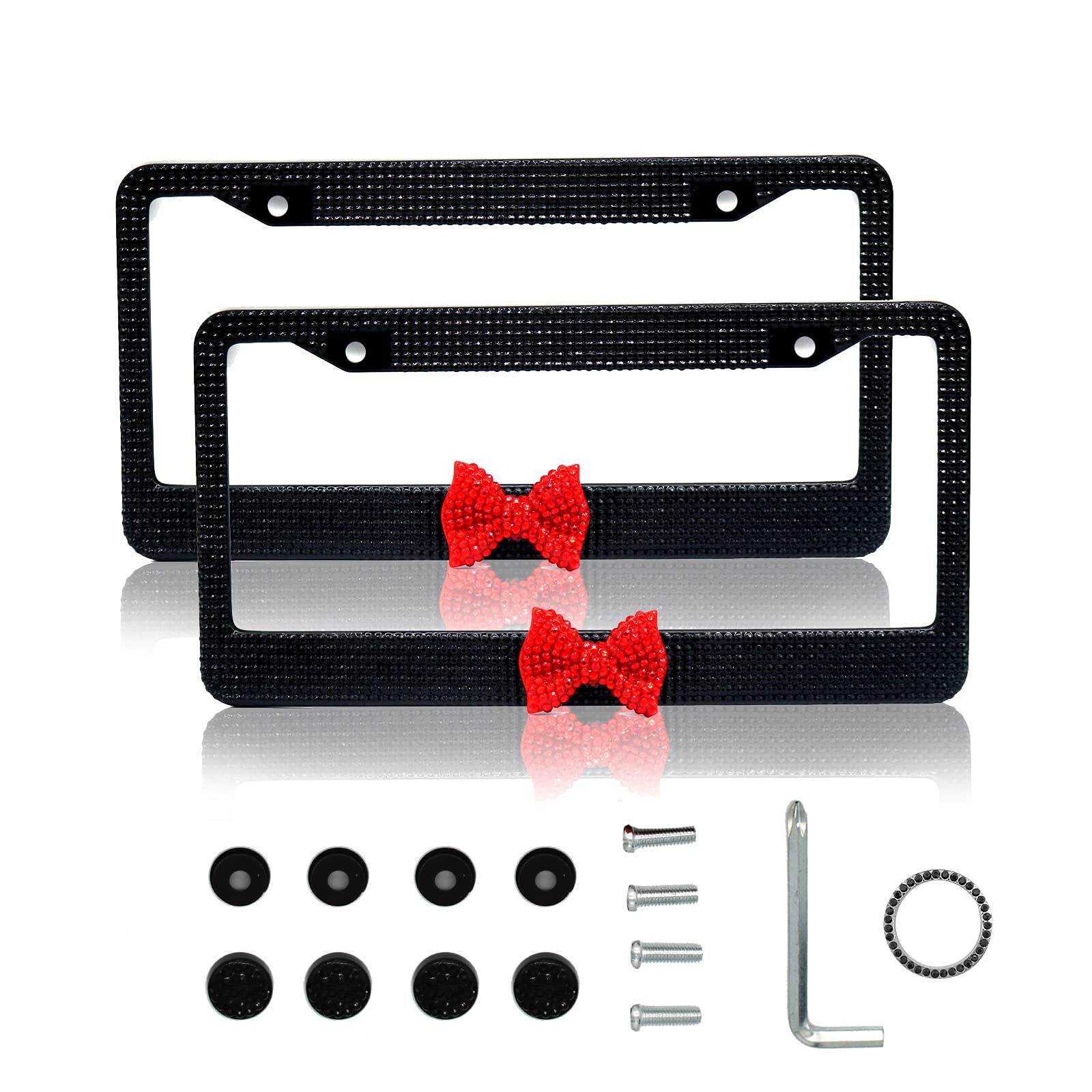 Amazon.com: 2 Pack Bling Rhinestone License Plate Frames for Women ...