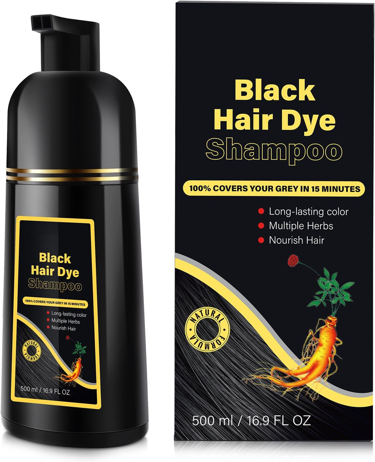 Amazon.com : GDRFNP Hair Dye Shampoo 3 in 1 for Gray Hair, Herbal ...