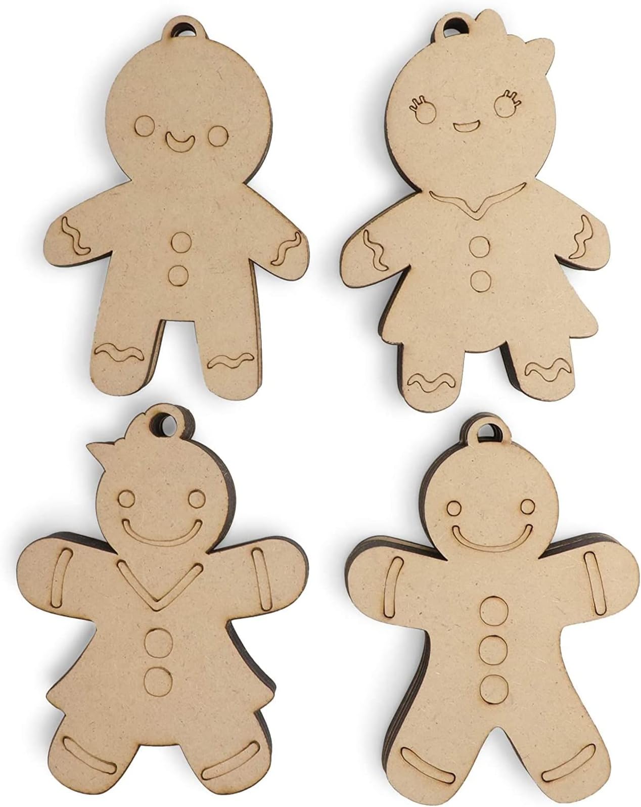 Amazon.com: 36 Pcs Gingerbread Man Wood Cutouts Unfinished Wooden ...