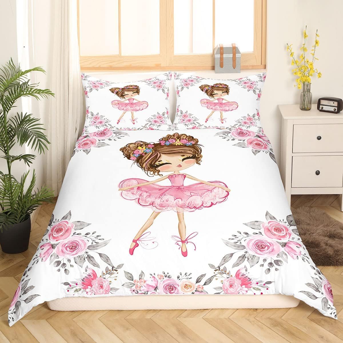 Amazon.com: Girly Ballet Duvet Cover Full Size for Girls Kids Ballet ...
