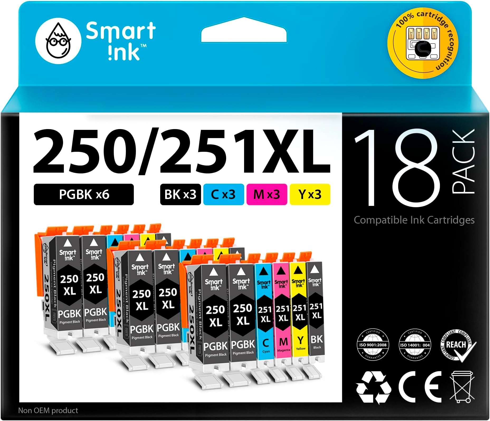 Smart Ink Compatible Ink Cartridge Replacement for Canon PGI 250 PGI ...
