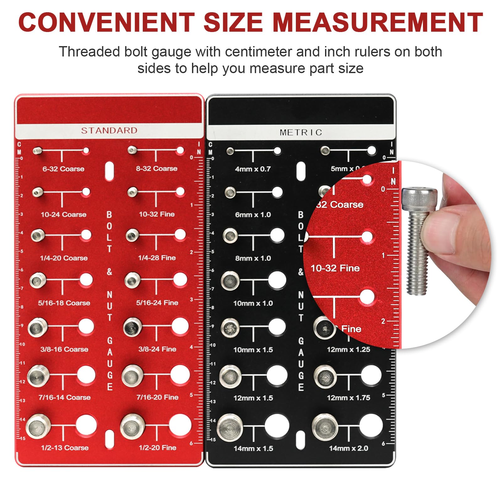 Snapklik.com : Aogbra 28 Nut And Bolt Thread Checker, Inch And Metric Thread Checker, Bolt Size ...