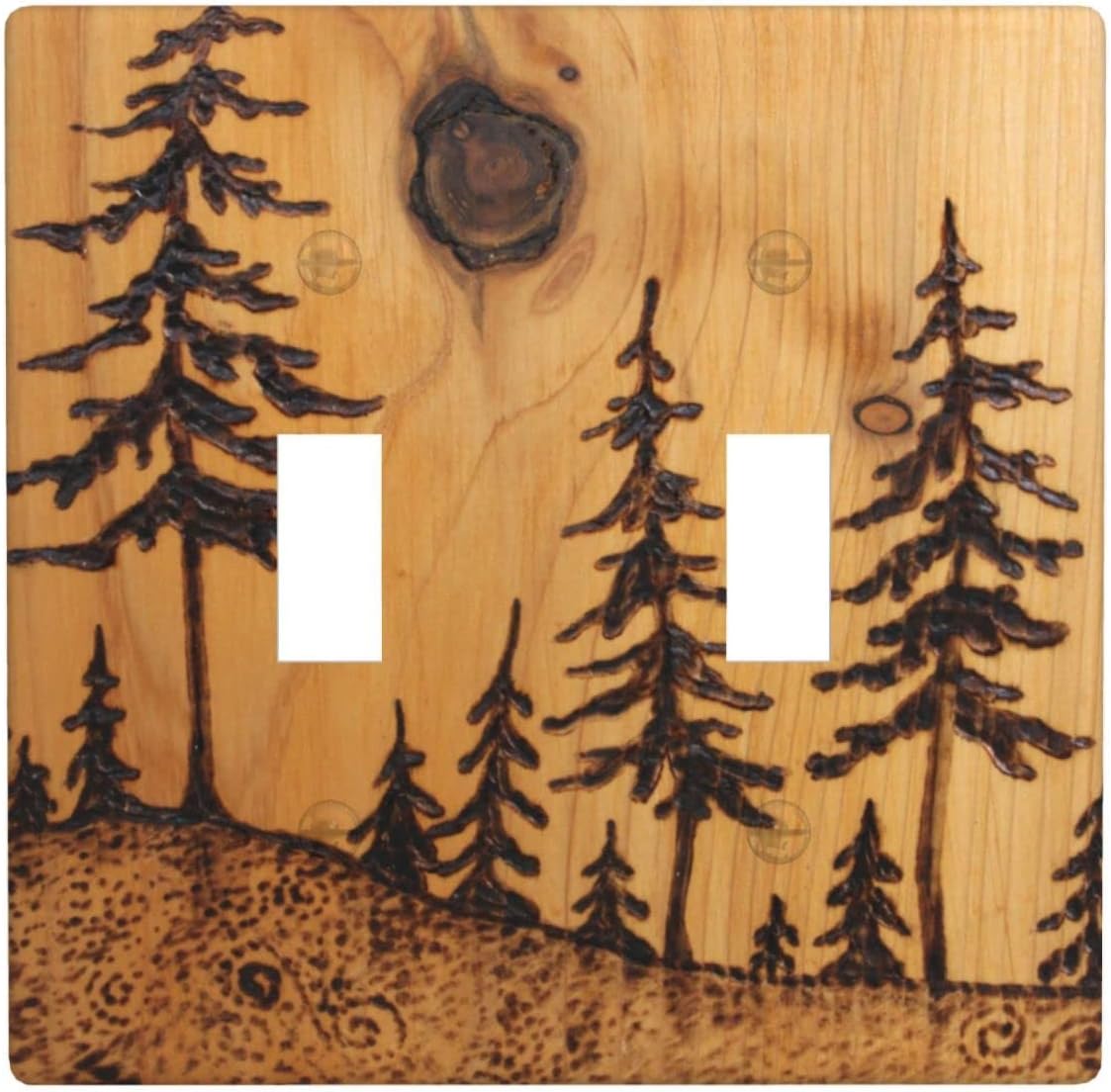 Farmhouse Wood Tree Print Light Switch Cover 2 Gang Double Toggle Wall ...