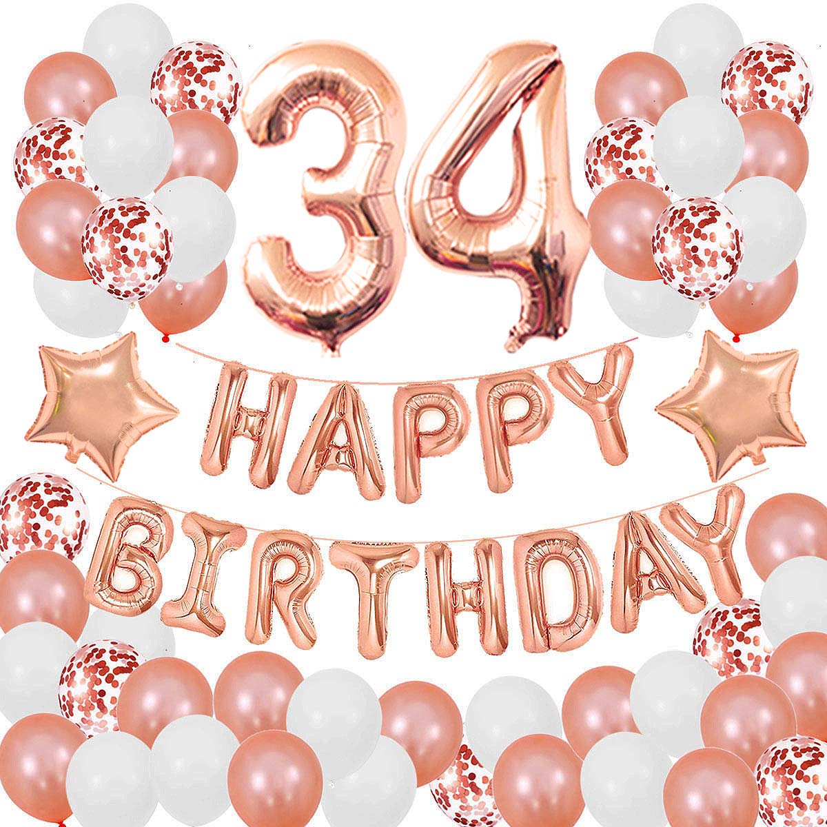 Buy Succris 34TH Birthday Decorations for Girls and Women 34th Birthday ...