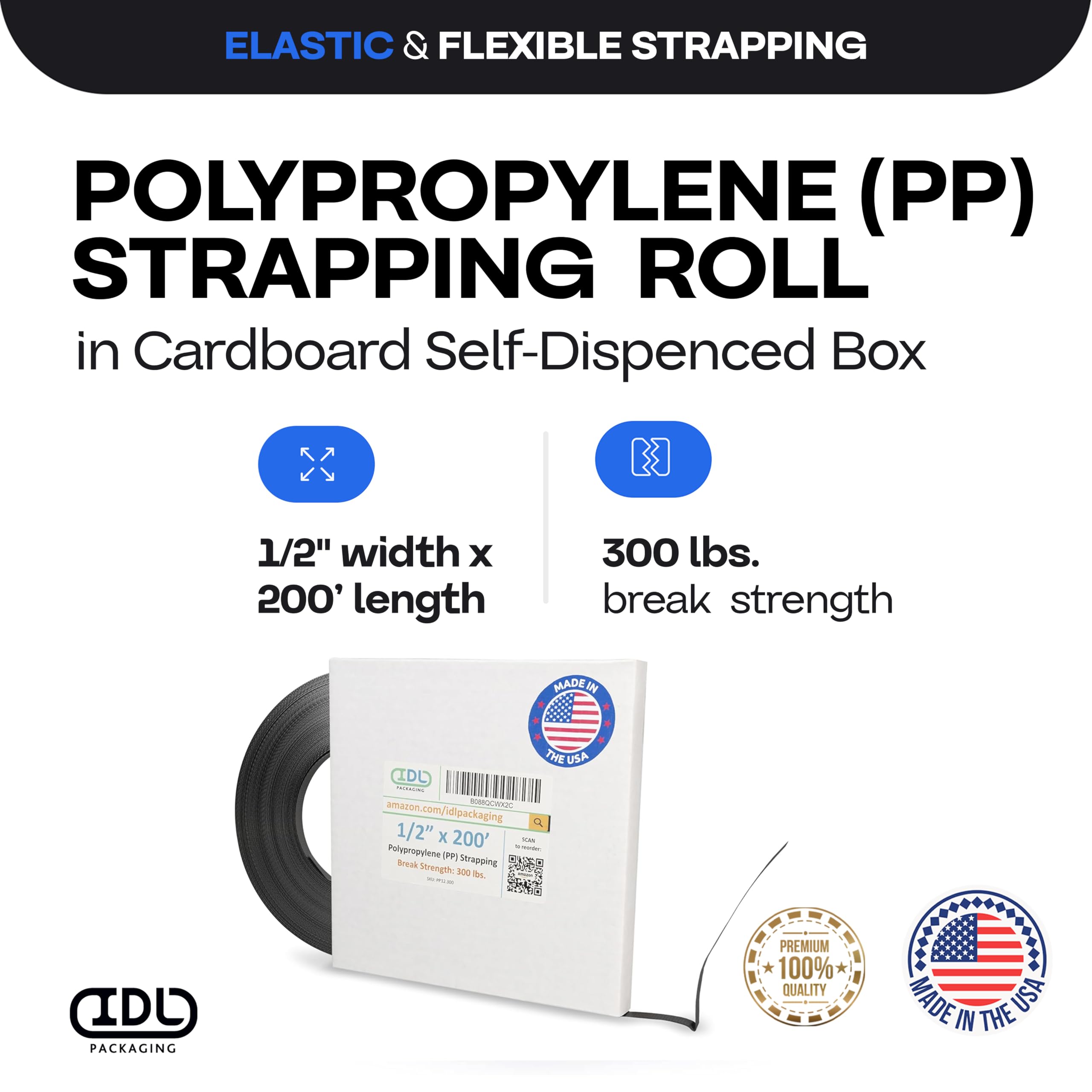 Snapklik.com : IDL Packaging 1/2" X 200 Polypropylene