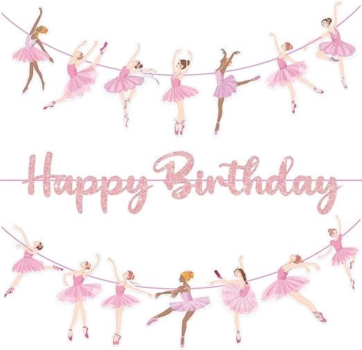 Amazon.com: 3pcs Pink Ballerina Birthday Party Banners, Ballet Girls ...