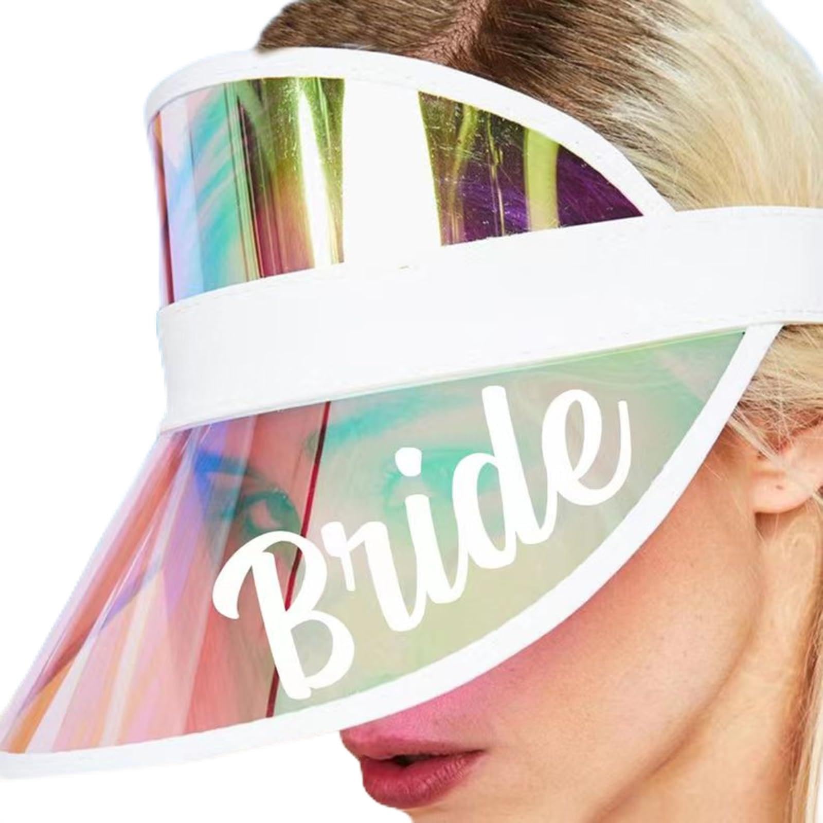 Amazon.com: MapleLeaf Plastic Visors 7 Pack for Bride Team,Holographic Visors for Bridal Party ...