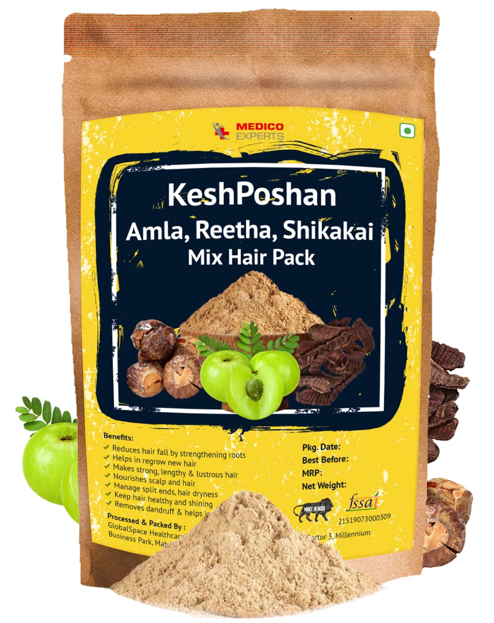 MedicoExperts Keshposhan Amla Reetha Shikakai Powder For All Types Hair ...